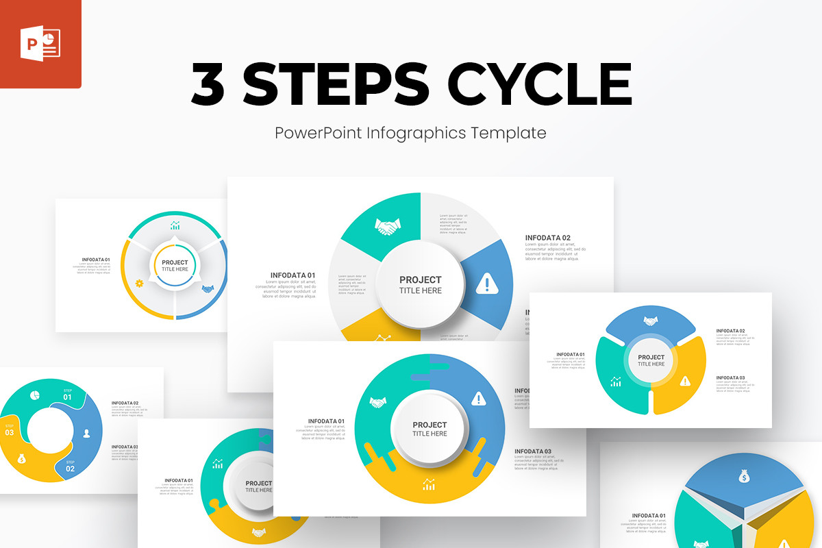 3 Steps Cycle Infographics PowerPoint Template | Nulivo Market